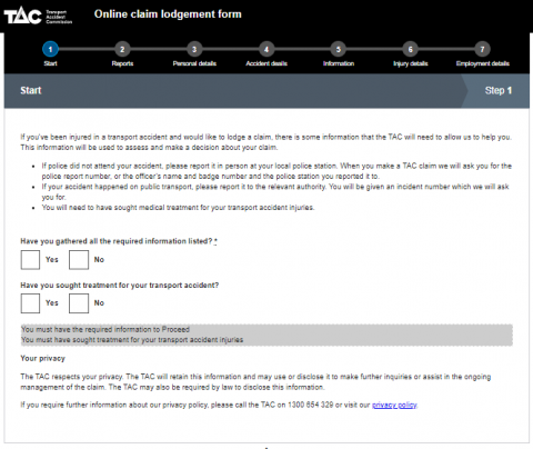 TAC claim form - Roadaccidents.com.au